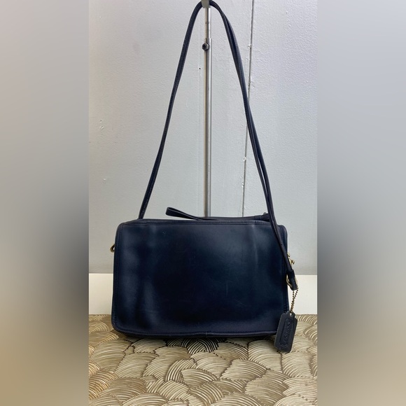Coach | Bags | Coach Navy Blue Vintage Nyc Zipper Leather Shoulder Bag ...